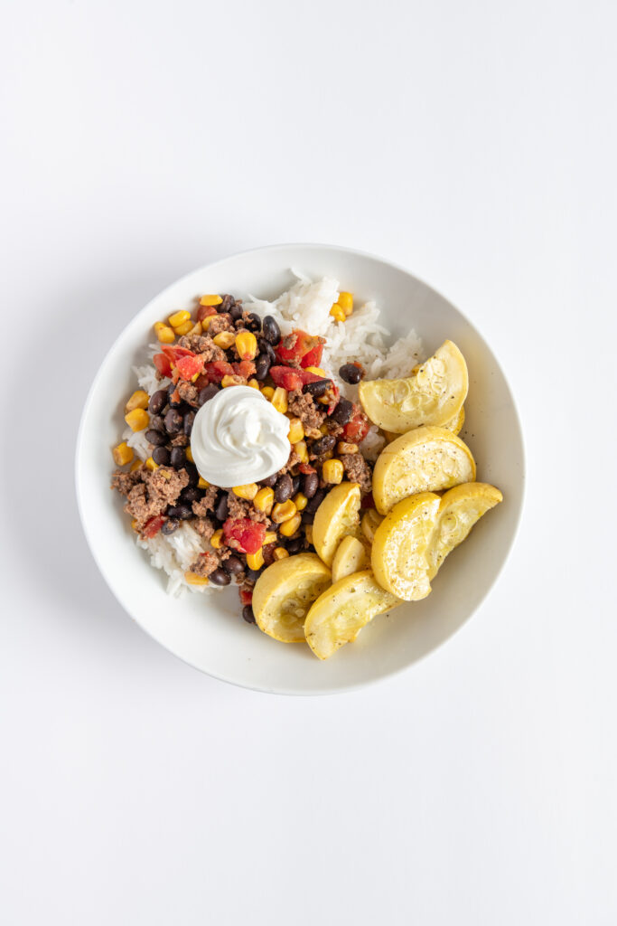 Mexican Rice Bowl with Yellow Squash - FreshFuel