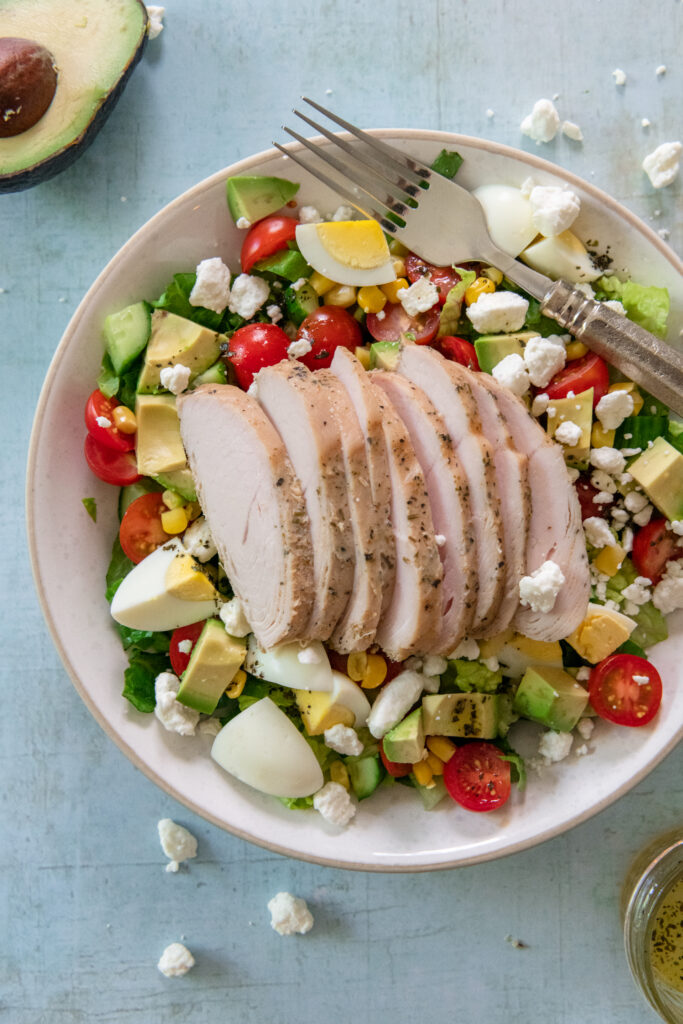 Updated! Chicken Cobb Salad with House Cobb Dressing - FreshFuel